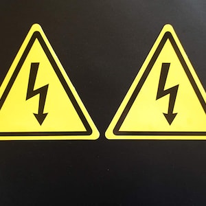 Danger High Voltage Yellow Triangle Stickers Decals (2 Pack) 3.75" Tall ...