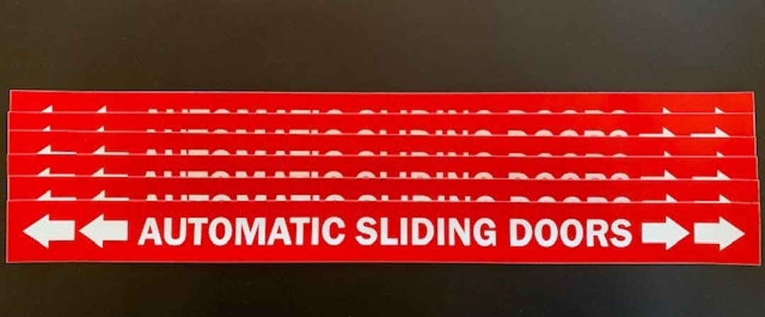 Red Automatic Sliding Doors Sticker Vinyl Decal (6 Pack) 24" X 2 ...