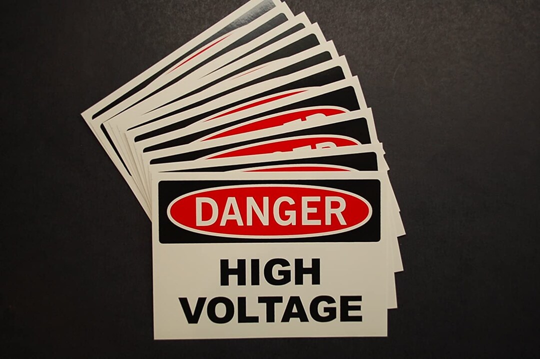 Danger - High Voltage Vinyl Decals (10 Pack!!) 5" X 3.5" Self Adhesive ...