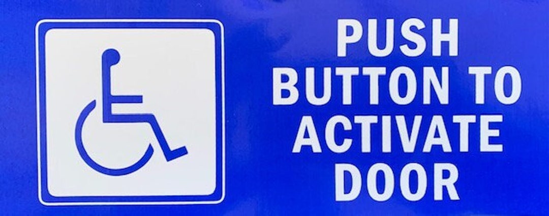 Push Button to Activate Door Disabled Handicap Sticker Vinyl Decal 10 ...