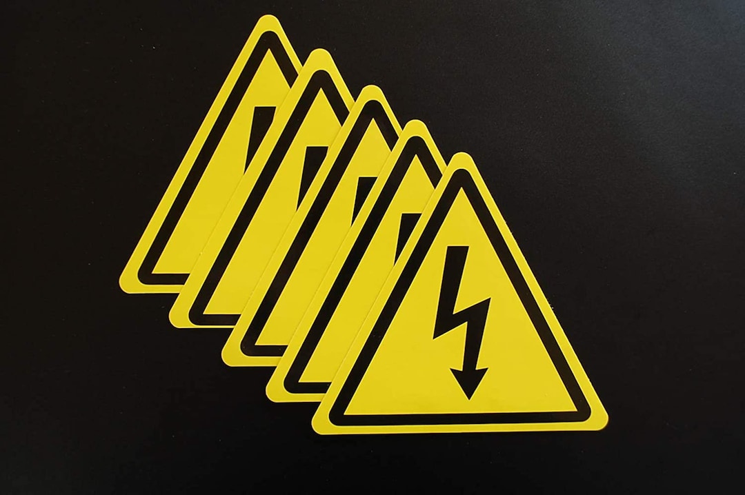Danger High Voltage Yellow Triangle Stickers Decals (5 Pack) 3.75" Tall ...