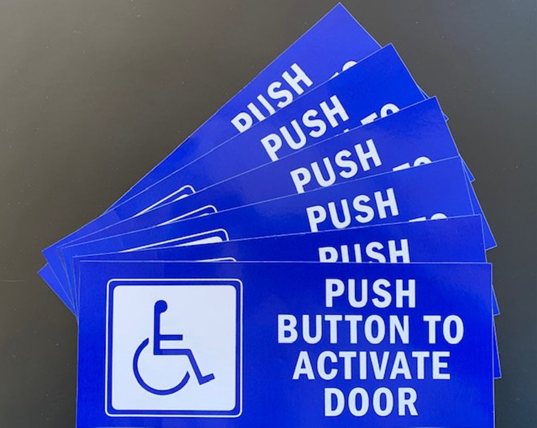 Push Button to Activate Door Disabled Handicap Sticker Vinyl Decal (6 ...