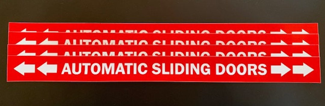 Red Automatic Sliding Doors Sticker Vinyl Decal (4 Pack) 24" X 2 ...