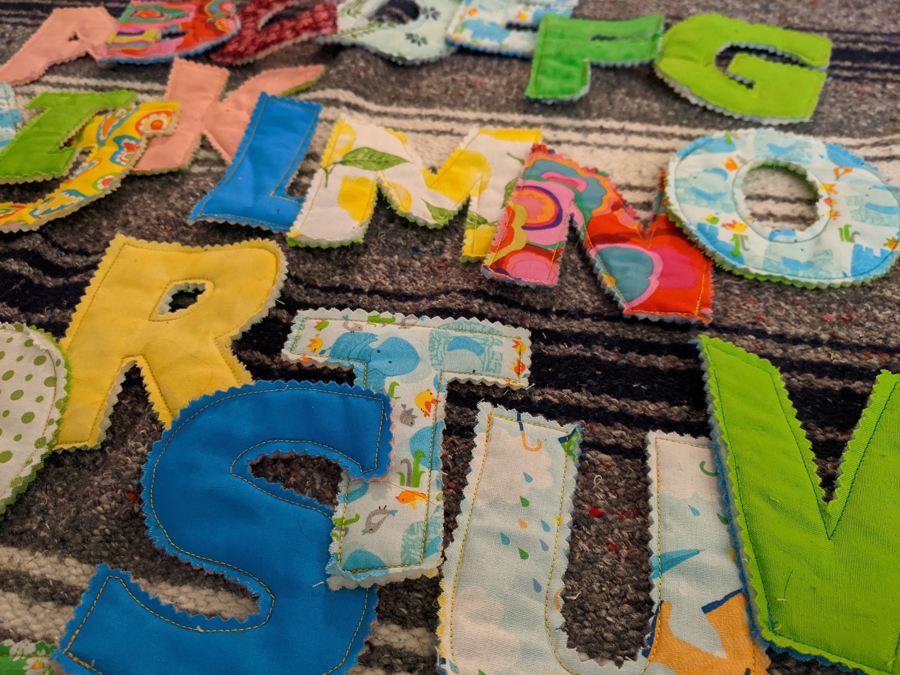 Fabric Alphabet Abc's Letters Learning Letters, Fabric Letters Blue Bag ...