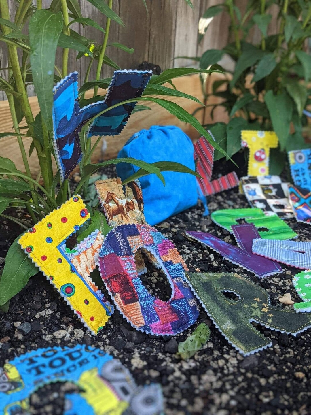 Fabric Alphabet Abc's Letters Learning Letters, Fabric Letters Blue Bag ...