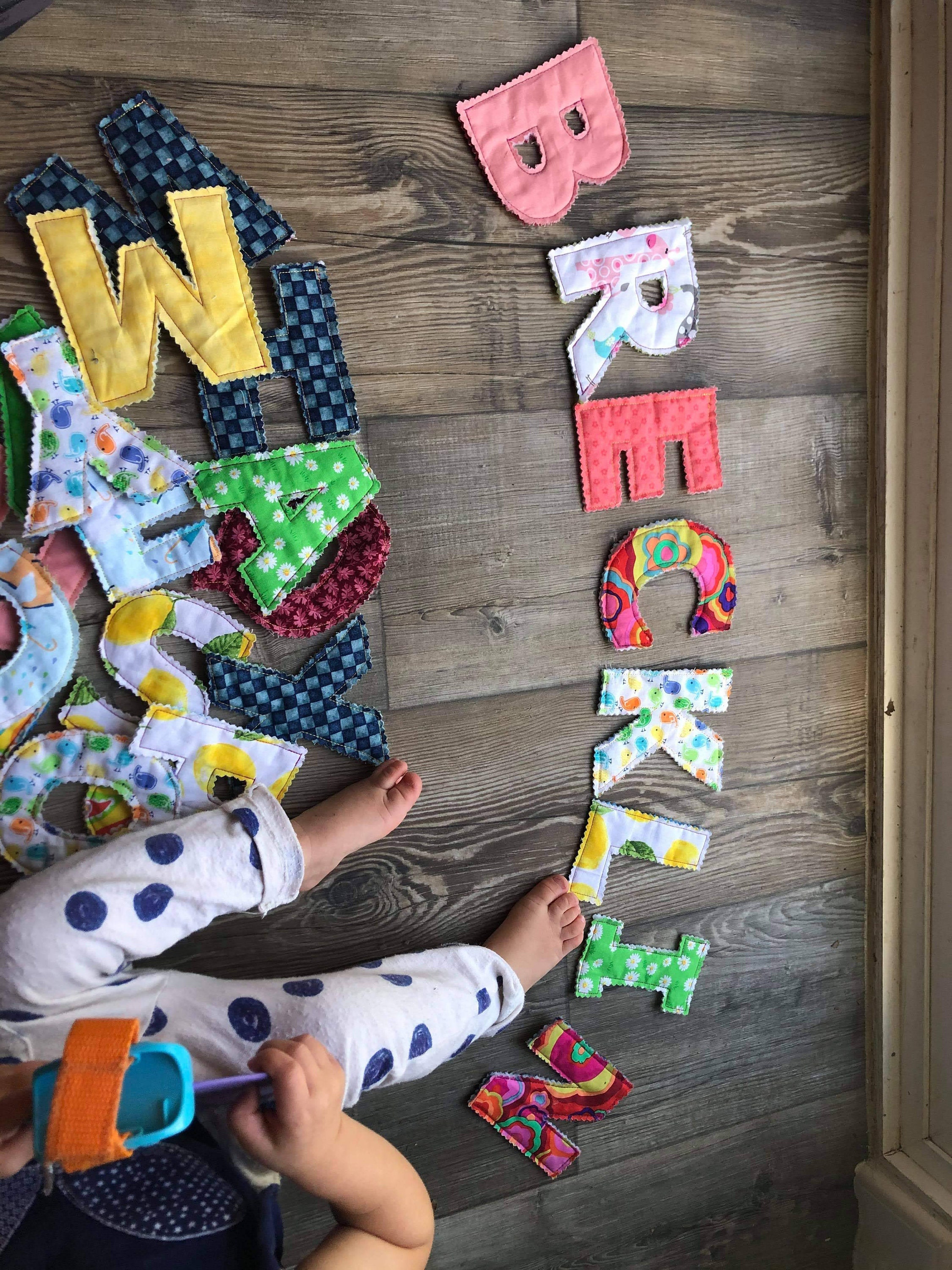 Fabric Alphabet Abc's Letters Learning Letters, Fabric Letters Blue Bag ...