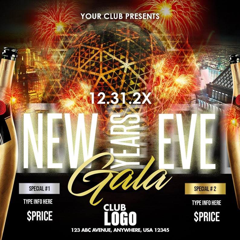 New Years Flyer Template - Etsy