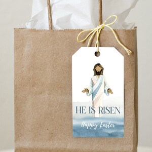 Printable Easter Tag, Religious Easter Tag, He is Risen Tag, Jesus ...