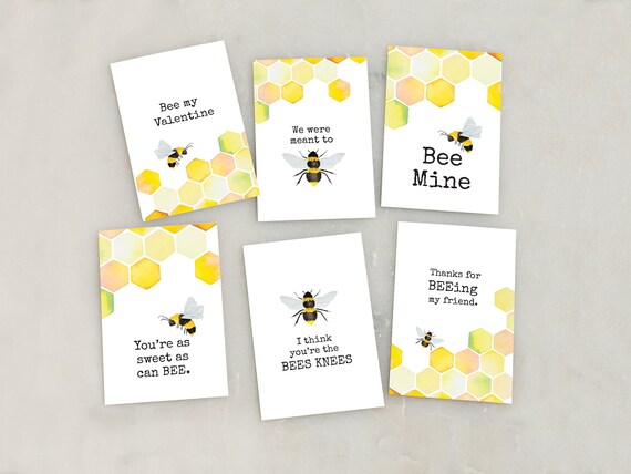 Bee Valentine Cards Printable Valentine Valentine Tags | Etsy