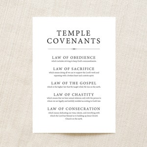Temple Covenants Print | Printable LDS Art | LDS Wall Art | LDS Poster ...