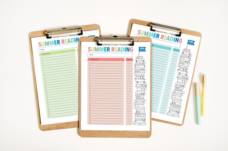 Summer Reading Chart Reading Tracker Summer Reading List | Etsy