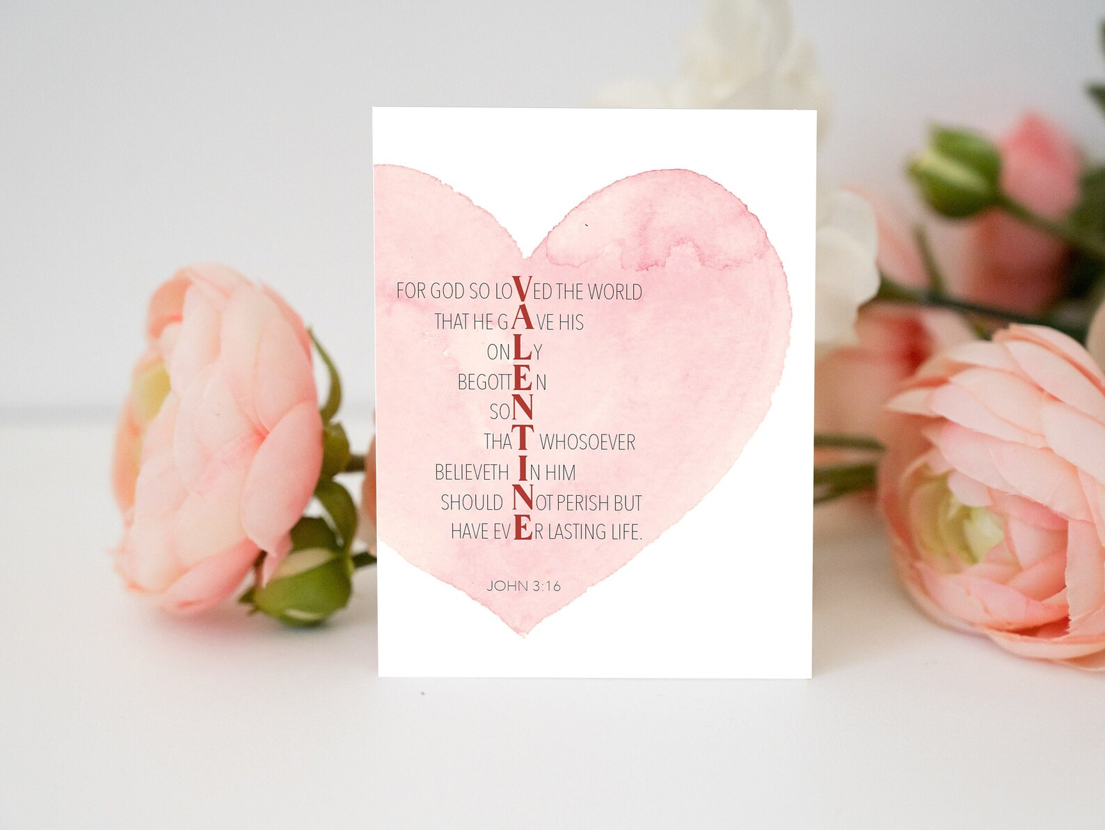 John 3:16 Printable Bible Verse Valentine Scripture - Etsy