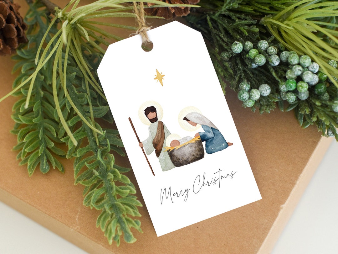 Christmas Nativity, Nativity Tag, Christmas Tag, Manger Scene Tag ...