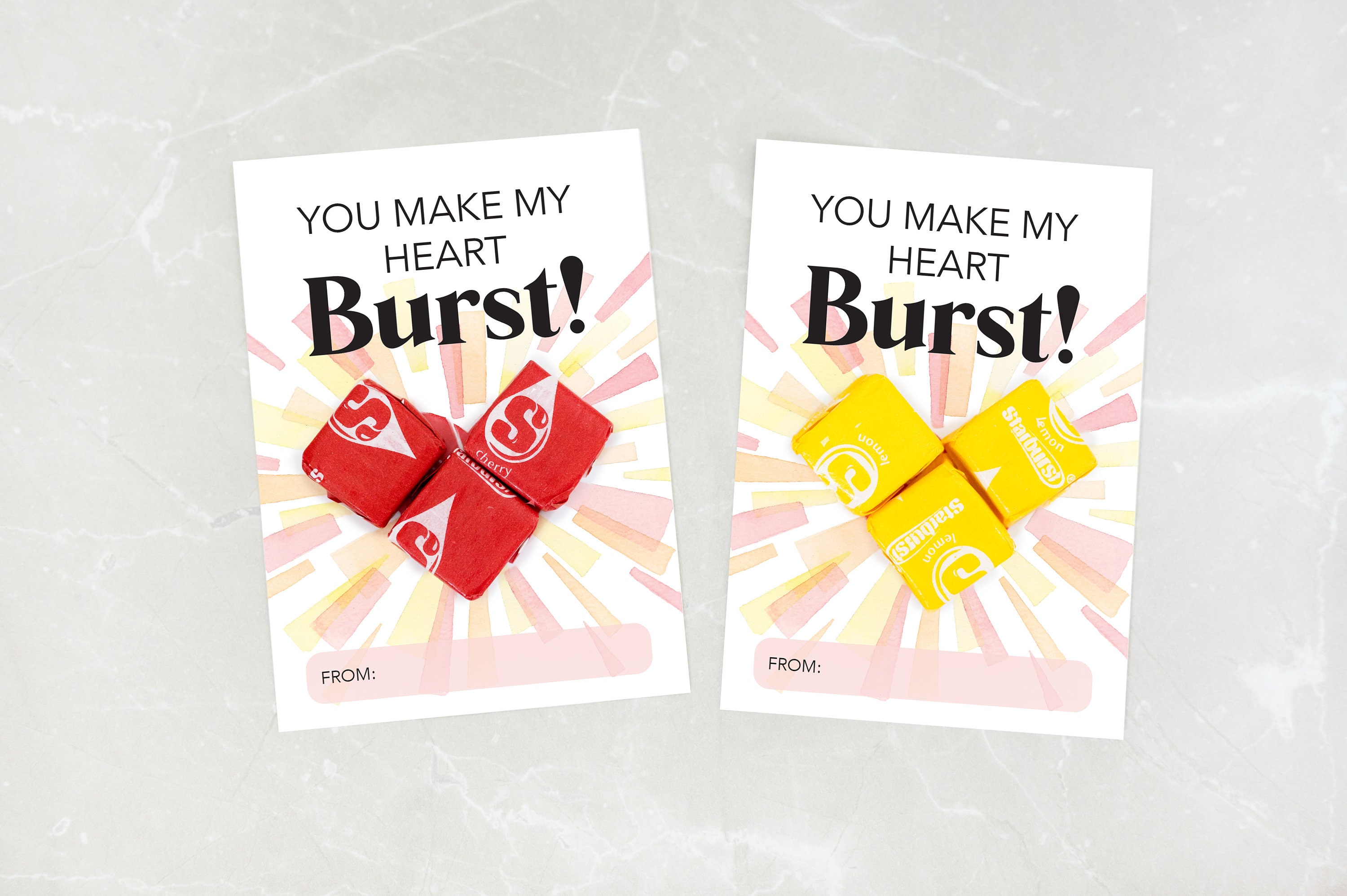 Printable Starburst Valentine Cards | Valentine Treat Topper ...