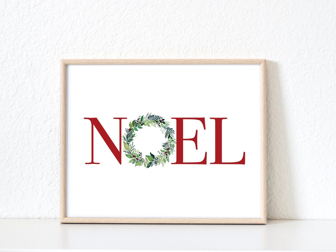 Noel Wreath Print Watercolor Christmas Decor Download Printable Winter ...