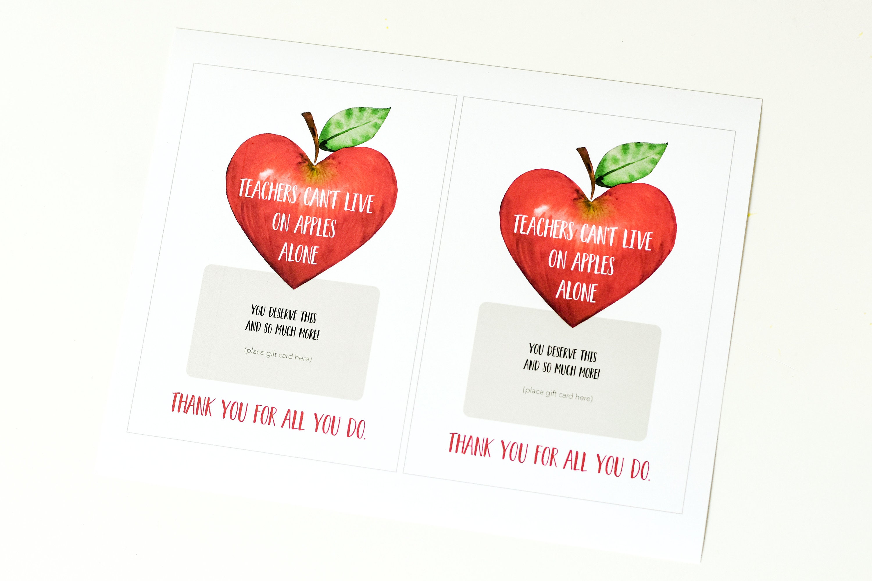 Teacher Appreciation Gift Card Holder, Apple Design (digital Download ...