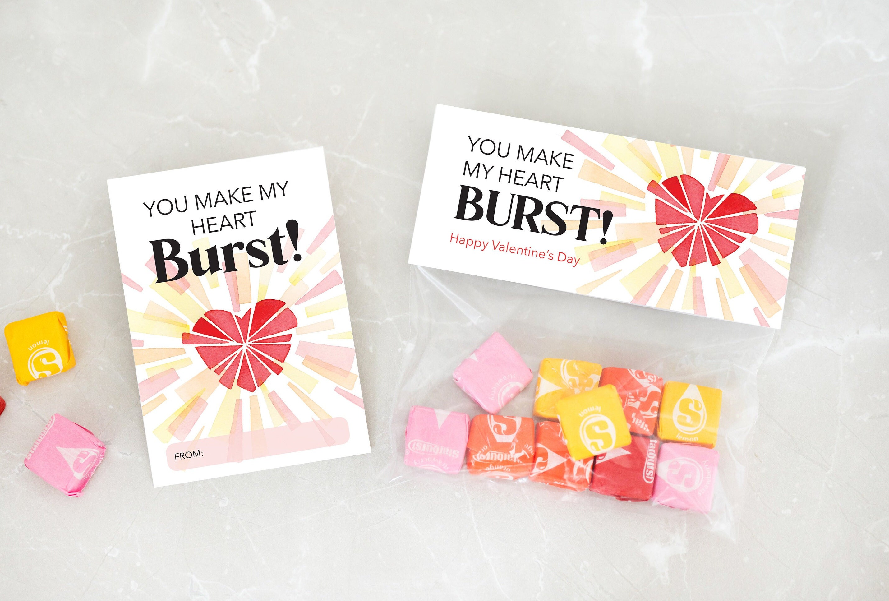 Printable Starburst Valentine Cards | Valentine Treat Topper ...