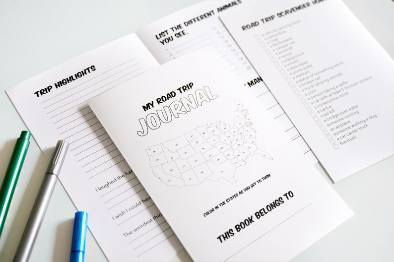 Kids Travel Journal Printable Road Trip Activity Road Trip - Etsy