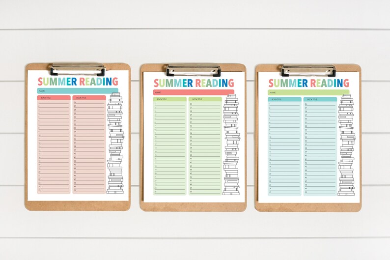 Summer Reading Chart Summer Reading Log 50 Book Challenge - Etsy