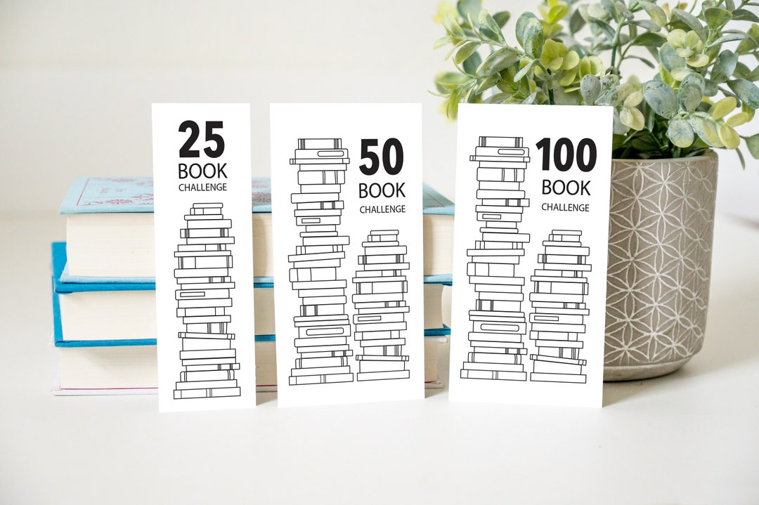 Printable Book Tracker Bookmark | 25 50 100 Book Challenge | Reading ...
