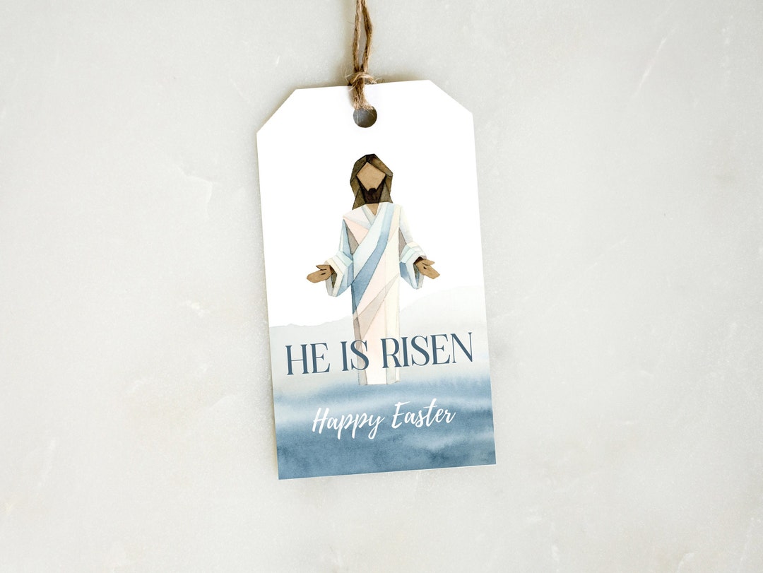 Printable Easter Tag, Religious Easter Tag, He is Risen Tag, Jesus ...