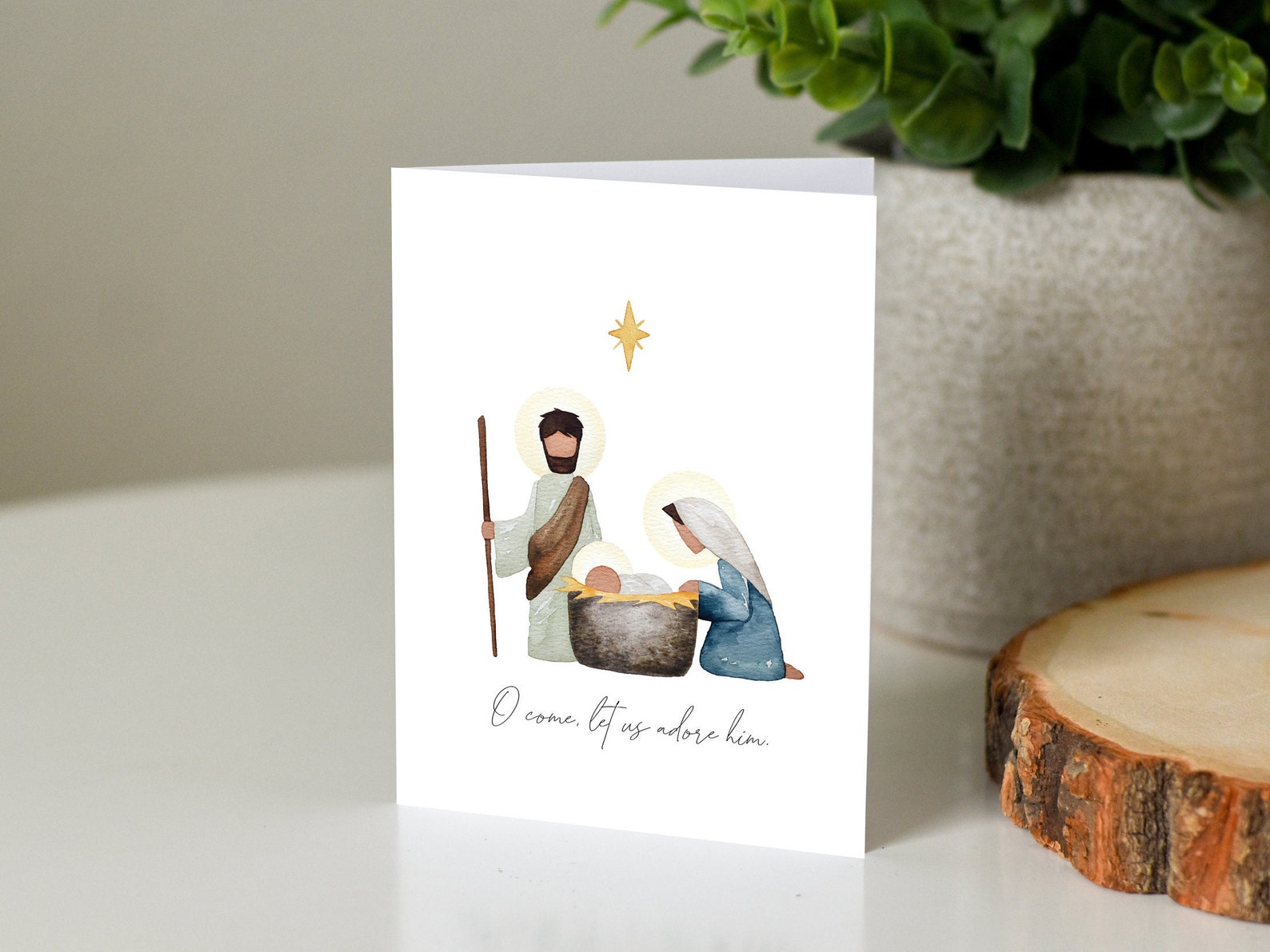 Watercolor Nativity, Printable Card, Christmas Card, Holiday Greeting ...