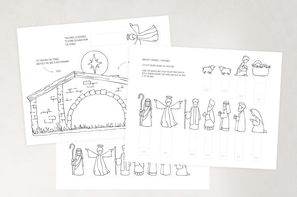 Paper Nativity Set Coloring Page | Primary Christmas Activity ...