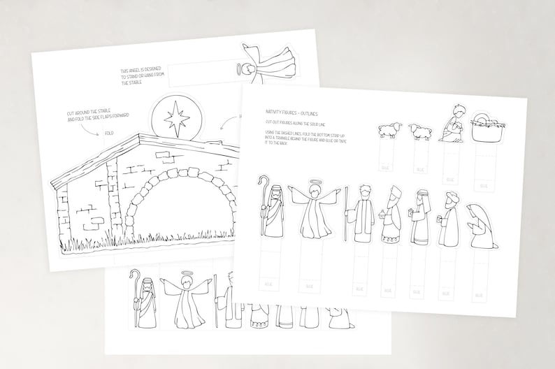 Paper Nativity Set Coloring Page | Primary Christmas Activity ...