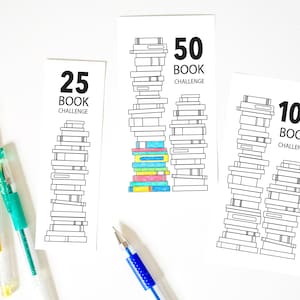 Printable Book Tracker Bookmark | 25 50 100 Book Challenge | Reading ...