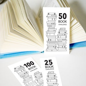 Printable Book Tracker Bookmark | 25 50 100 Book Challenge | Reading ...
