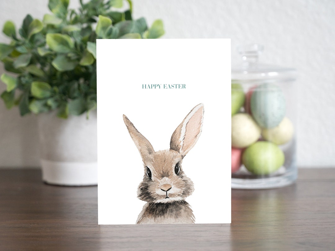 Easter Bunny Card, Printable Bunny Card, Happy Easter Card, Bunny Card ...