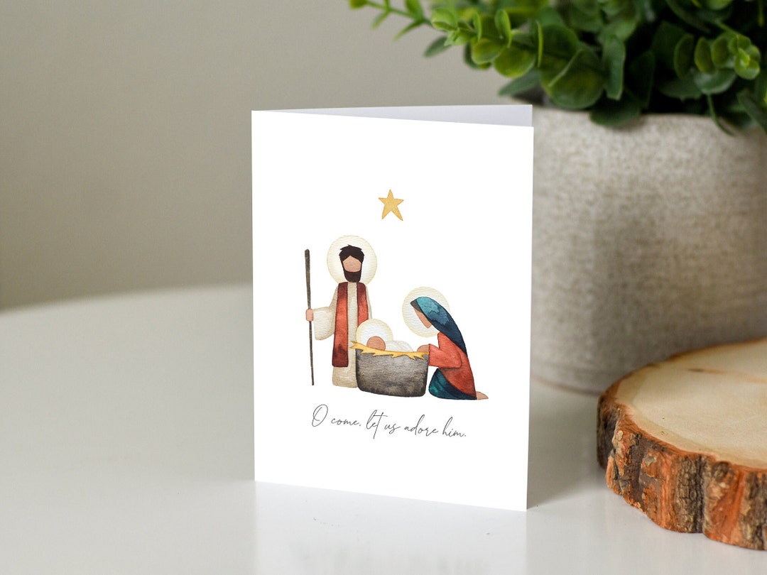Watercolor Nativity, Printable Card, Christmas Card, Holiday Greeting ...
