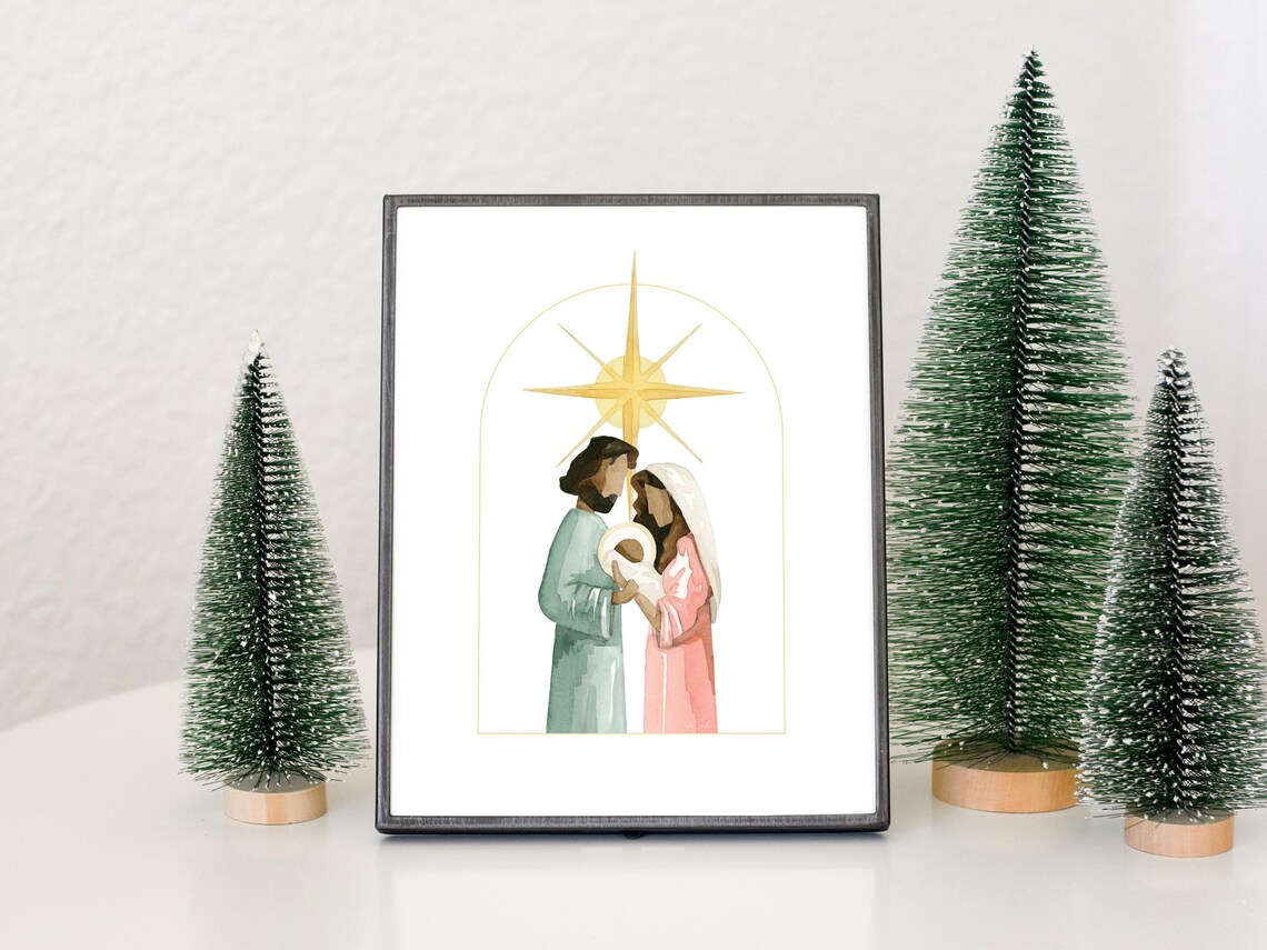 Holy Family Christmas Nativity Print | Printable Christian Christmas ...