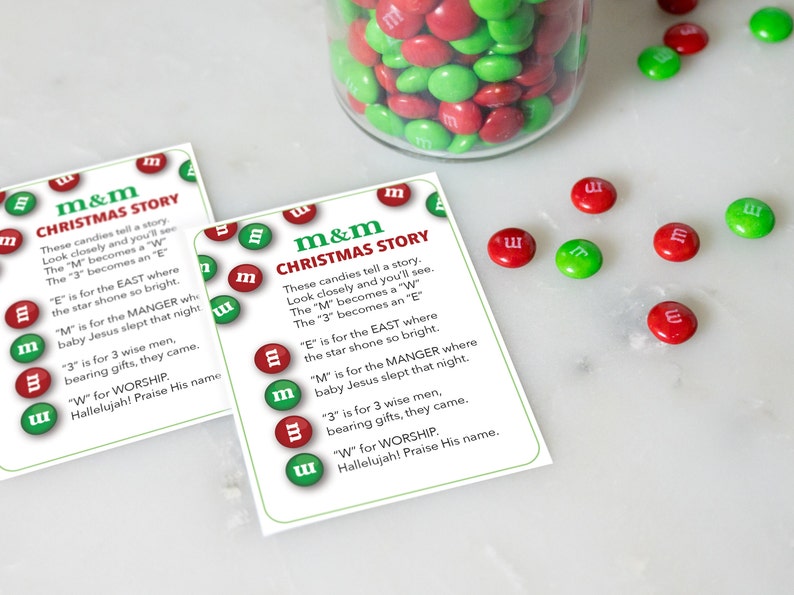 Christmas M&M Tag Printable Christmas Gift Christian - Etsy