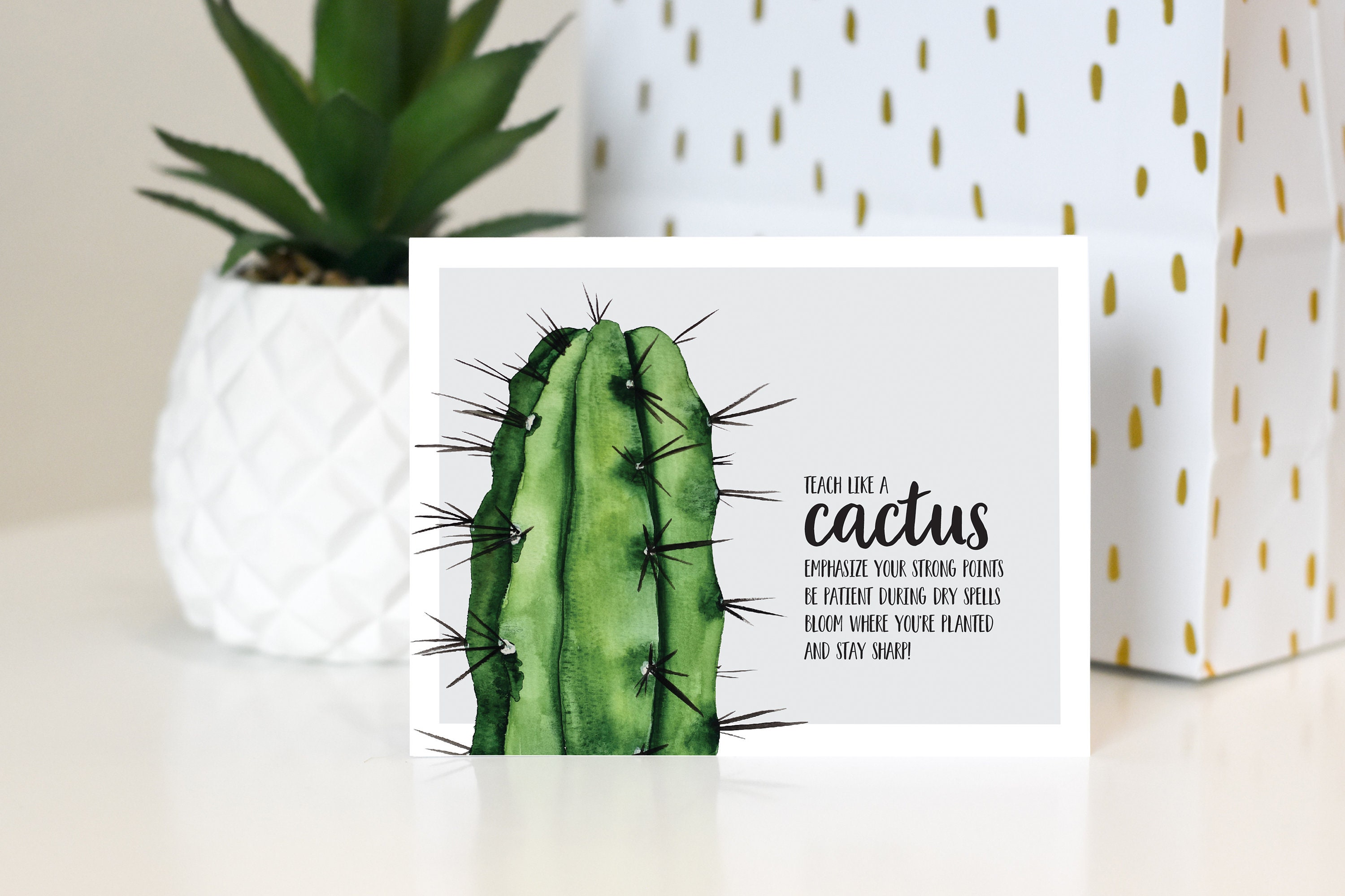 Teach Like a Cactus, Printable Card, Teacher Appreciation, Teacher ...