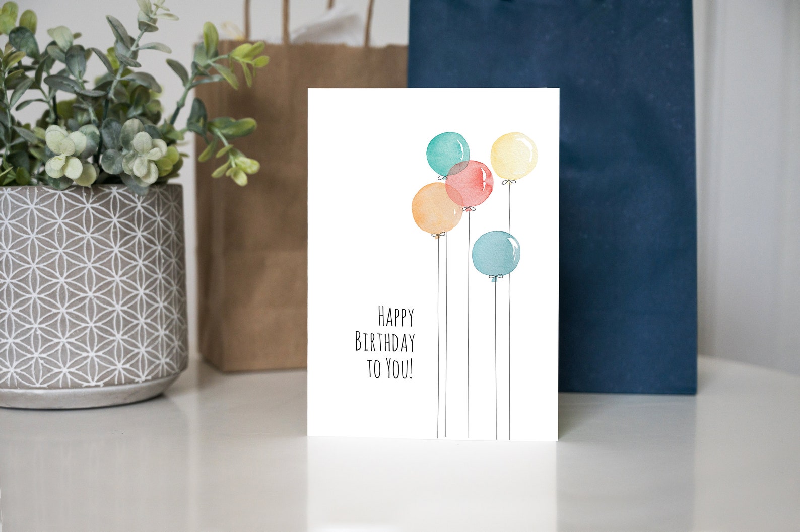 Printable Birthday Card | Happy Birthday Card | Watercolor Balloons ...