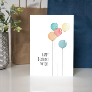 Printable Birthday Card | Happy Birthday Card | Watercolor Balloons ...