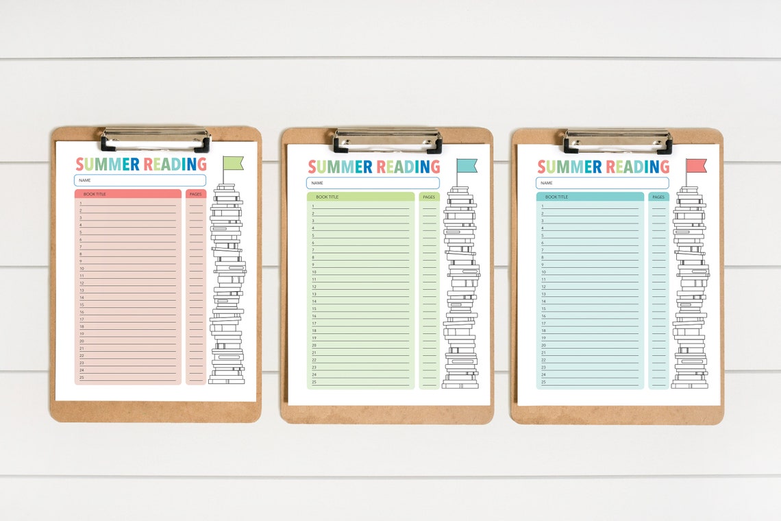 Summer Reading Chart Reading Tracker Summer Reading List | Etsy