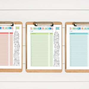 Summer Reading Chart, Reading Tracker, Summer Reading List, Reading Log ...