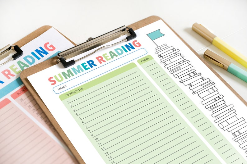 Summer Reading Chart Reading Tracker Summer Reading List | Etsy