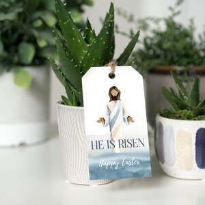 Printable Easter Tag, Religious Easter Tag, He is Risen Tag, Jesus ...