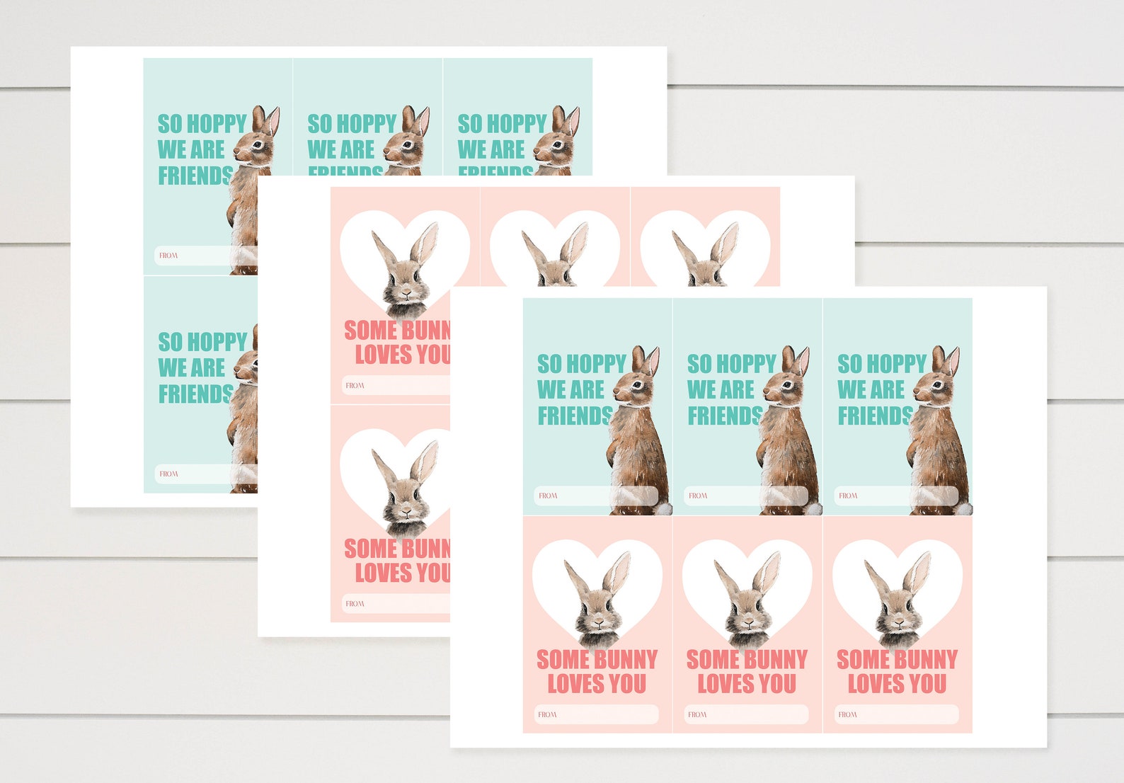 Bunny Valentine Cards, Printable Valentine, Valentine Tags, Classroom ...