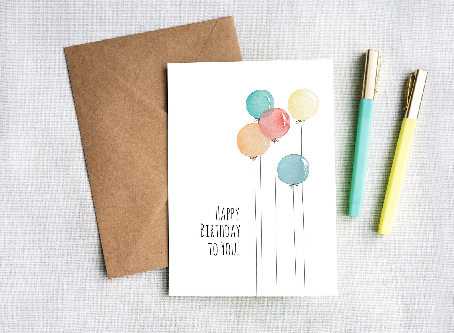 Printable Birthday Card | Happy Birthday Card | Watercolor Balloons ...