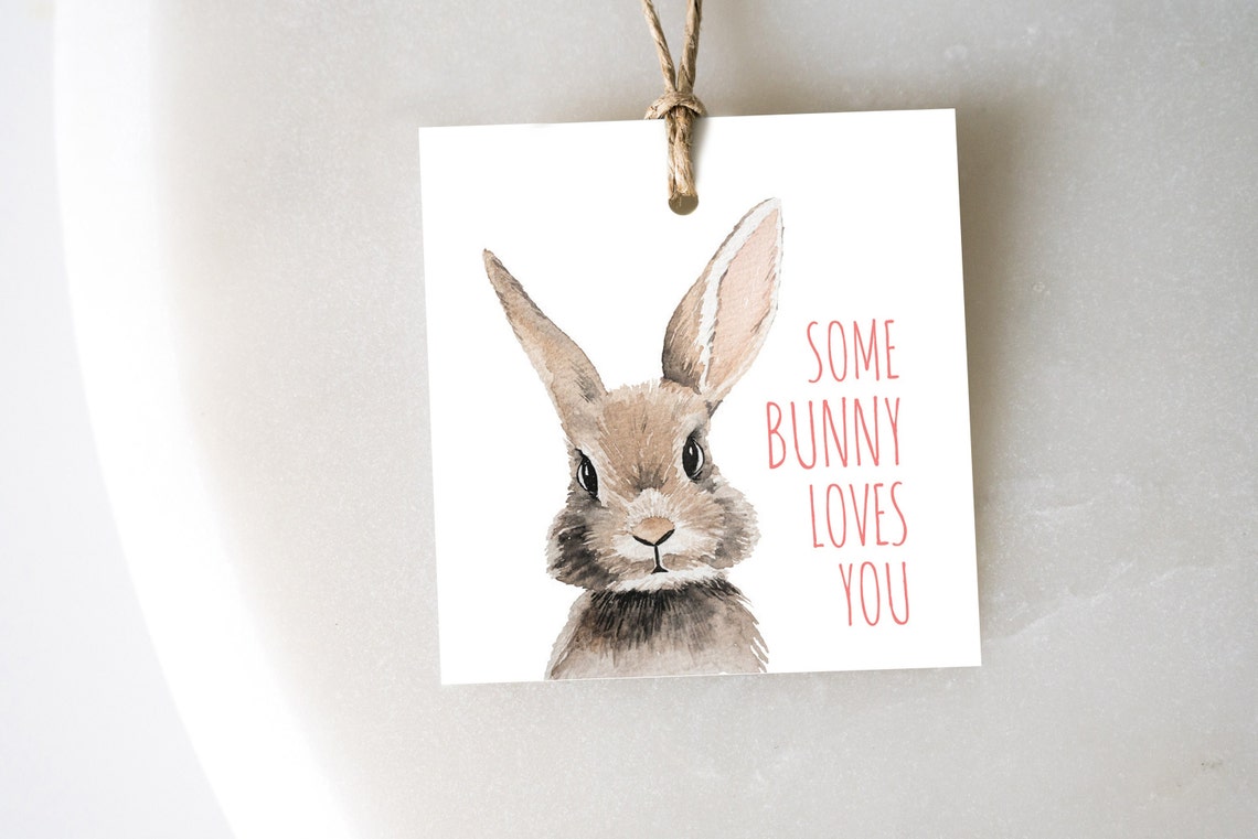 Some Bunny Loves You Tag | Printable Easter Valentine Favor (PDF) - Etsy
