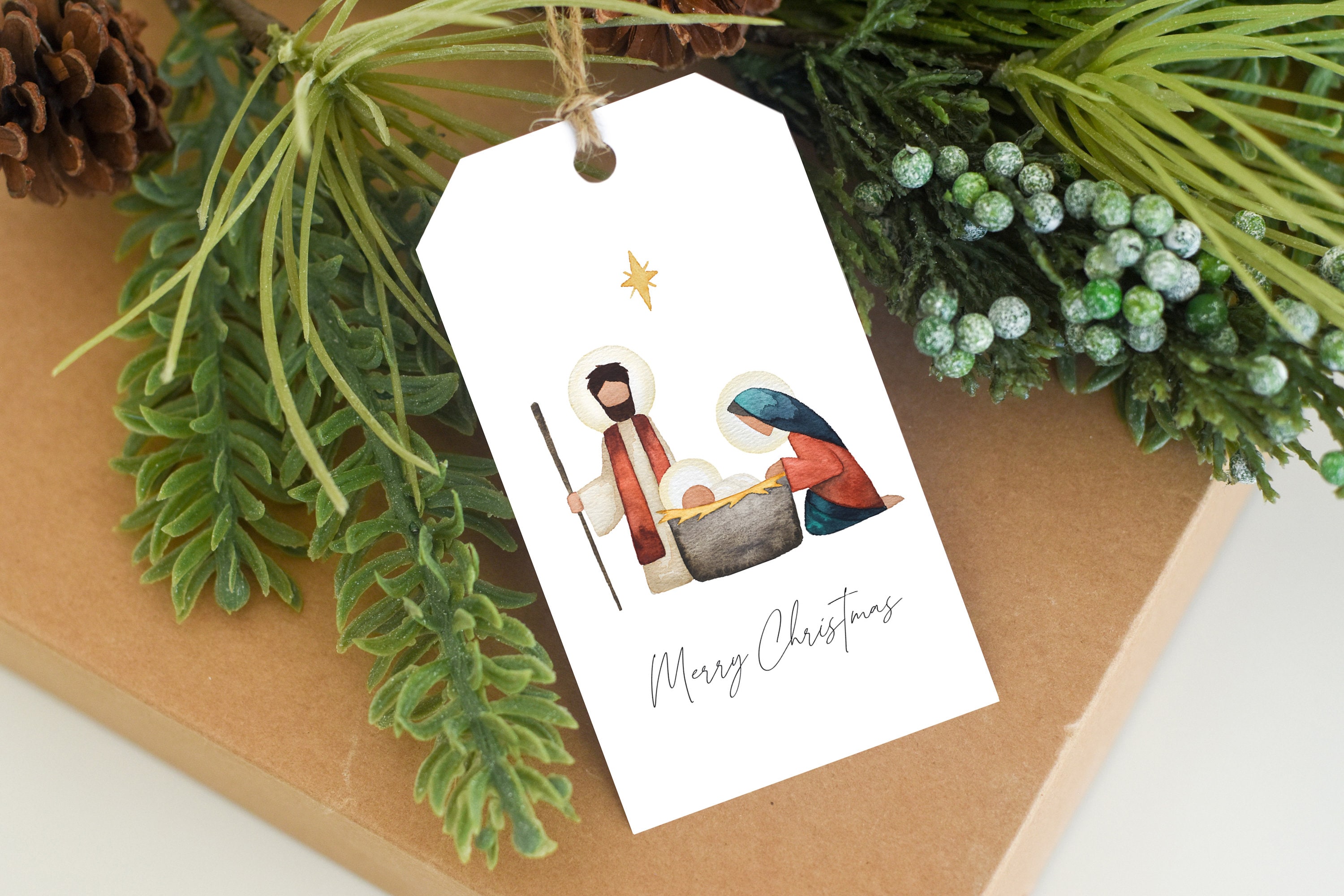 Printable Christmas Nativity Gift Tag | Manger Scene (PDF) - Etsy