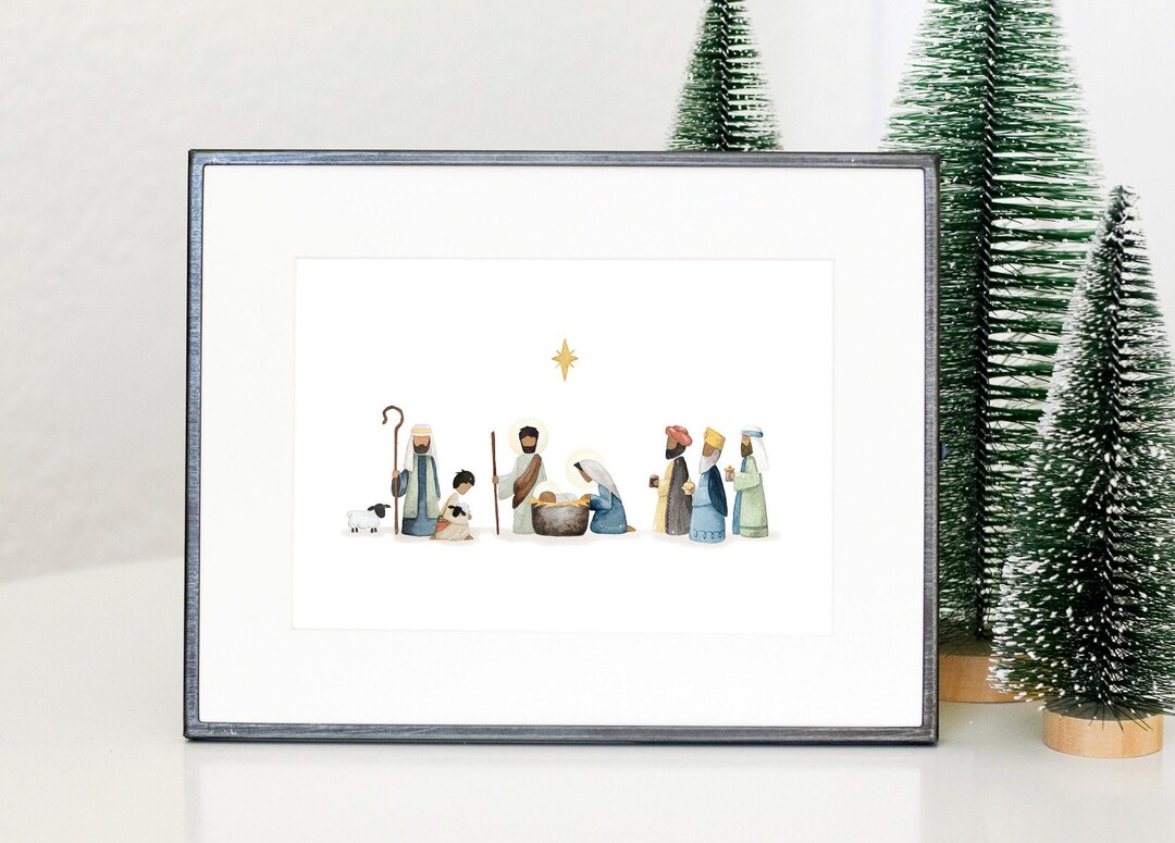Printable Nativity Art | Christmas Nativity Scene | Birth of Christ ...