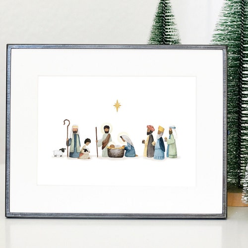Printable Nativity Art Christmas Nativity Scene Birth of - Etsy