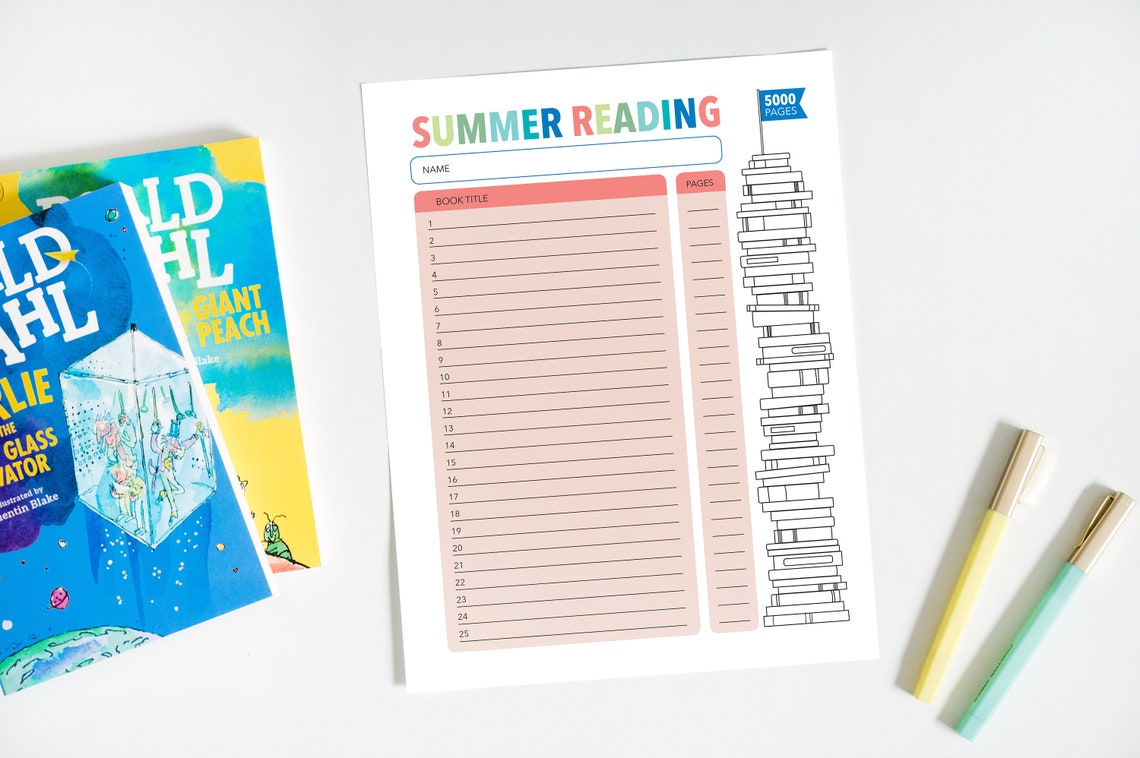 Summer Reading Chart Reading Tracker Summer Reading List | Etsy