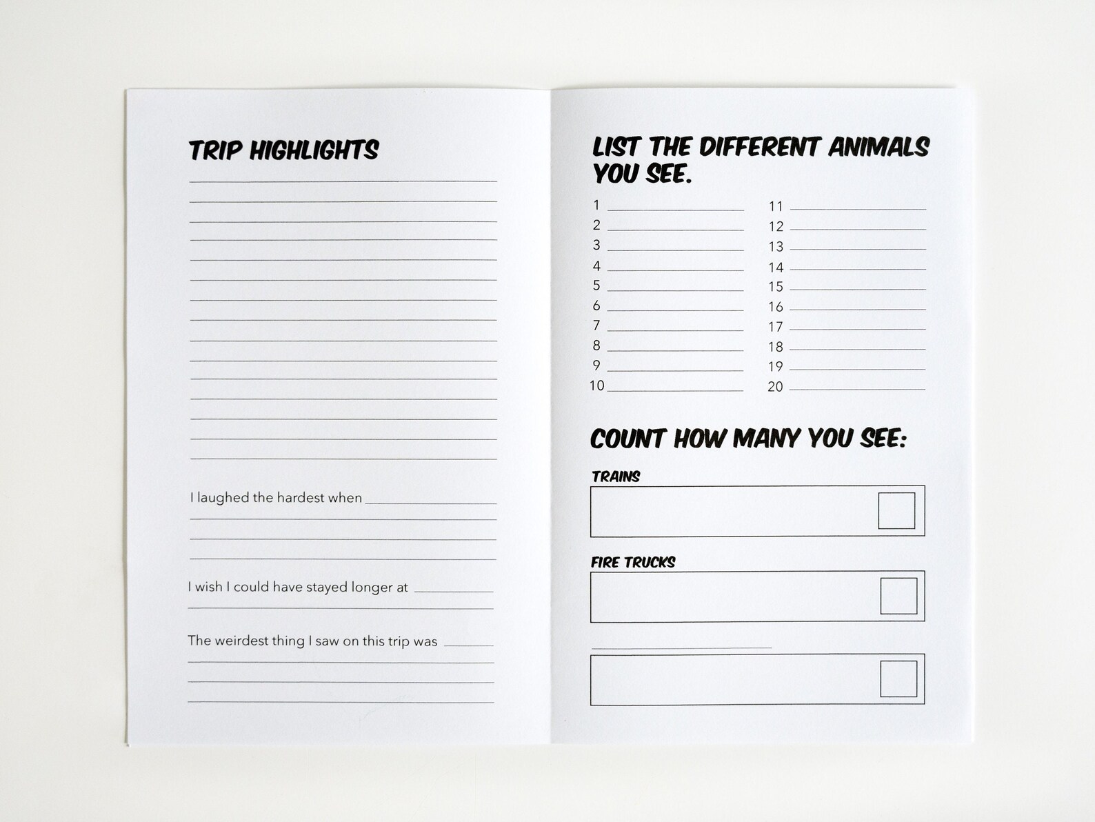 Kids Travel Journal Printable Road Trip Activity Road Trip - Etsy