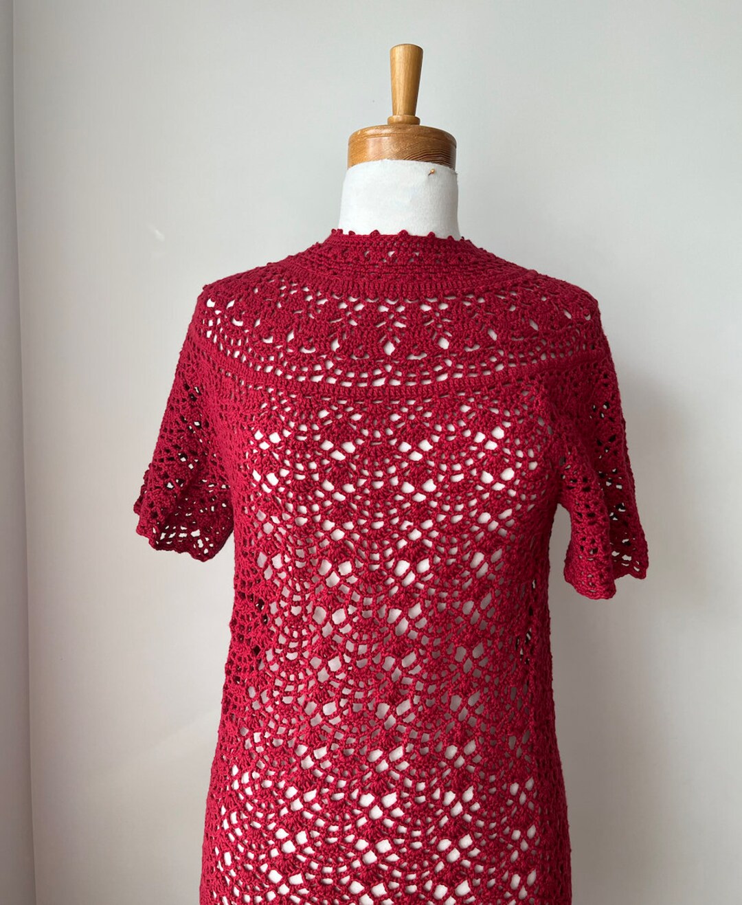 Red Crochet Maxi Dress | Handmade Crochet Dress | Crochet Lace ...